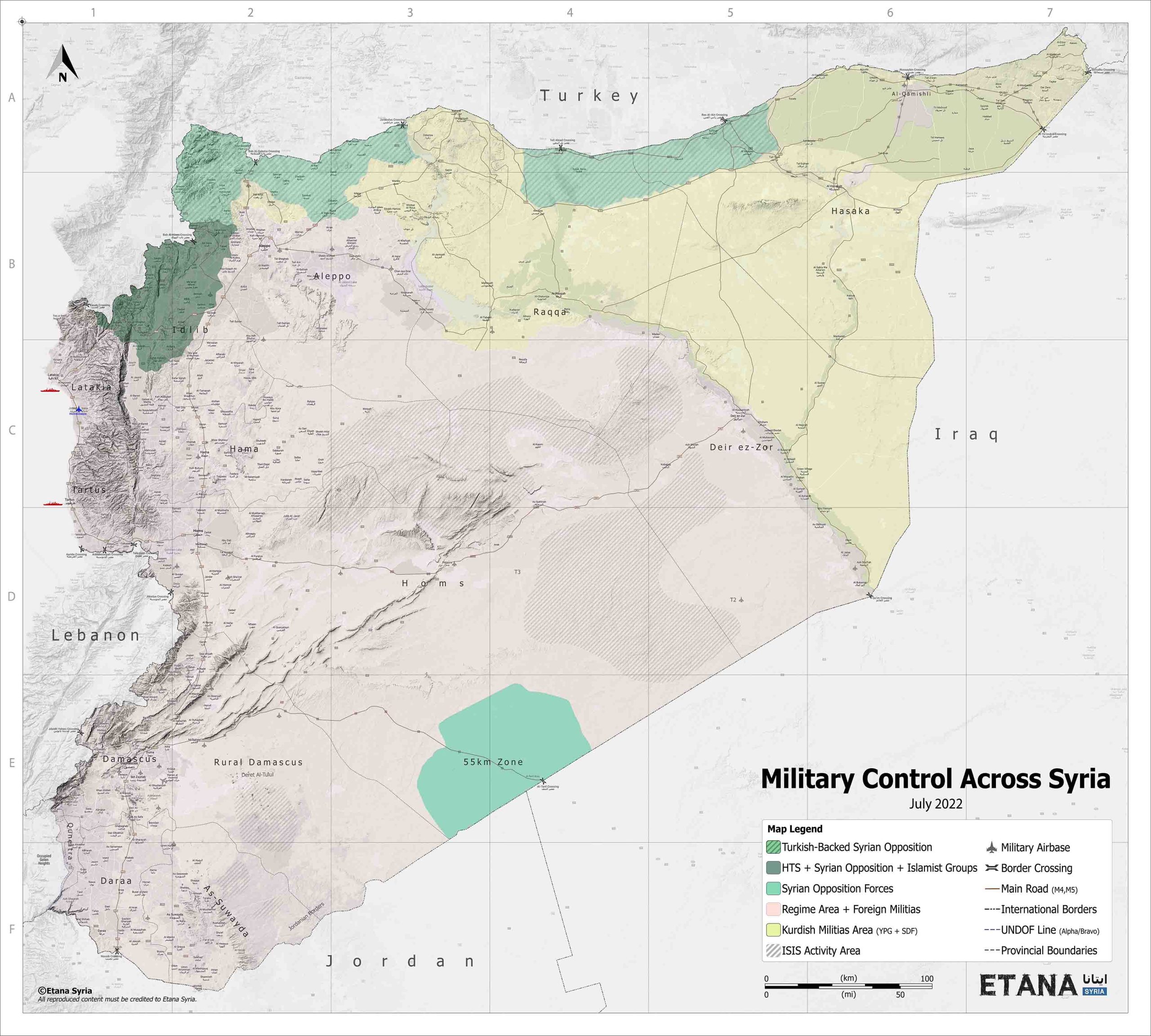 Military Control Across Syria – July 2022 – Etana Syria